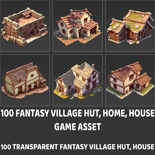 100 Fantasy Village Hut Home House Building Game Asset Texture | CGTrader