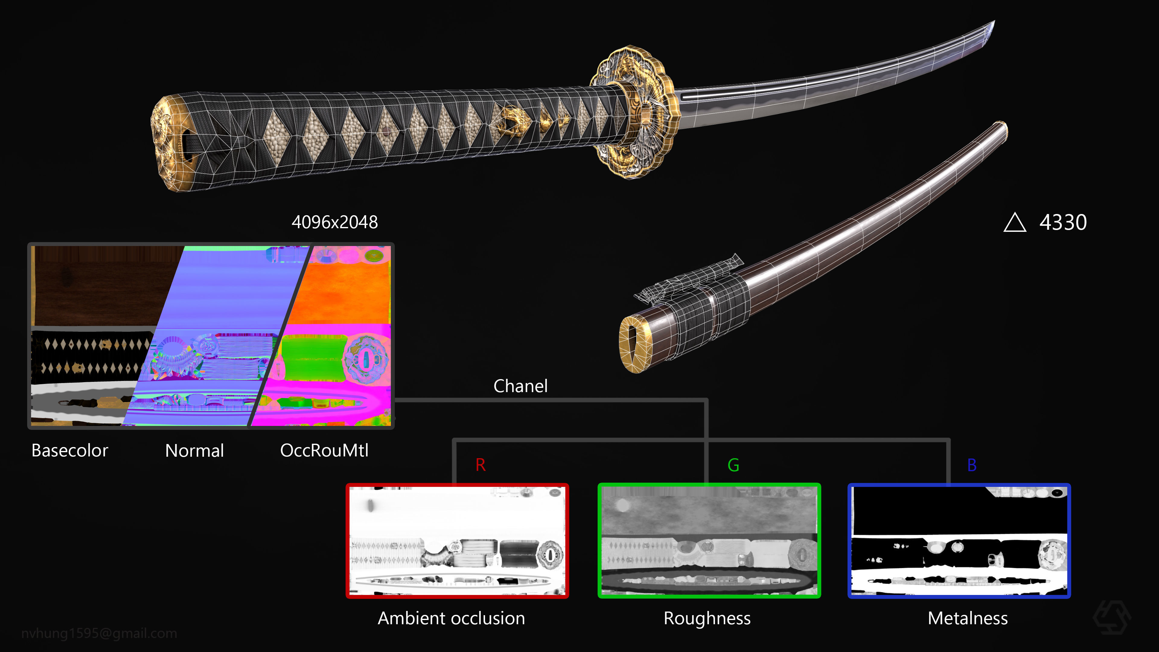 3D model Katana PBR render - ready for game VR / AR / low-poly | CGTrader