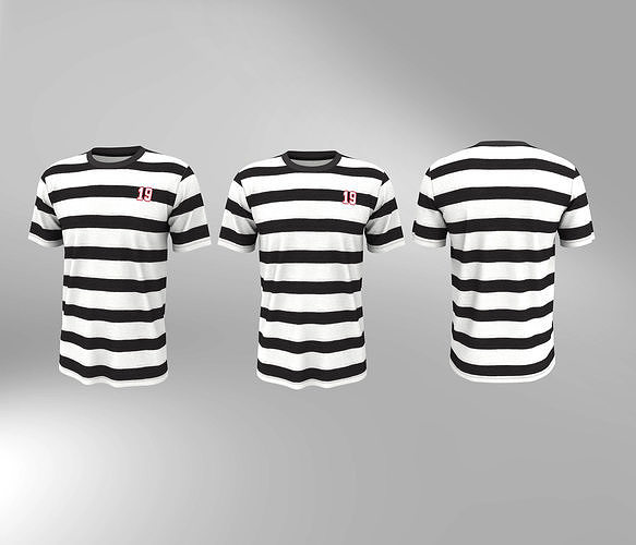 3D model Men Classic Stripped Tee VR / AR / low-poly | CGTrader