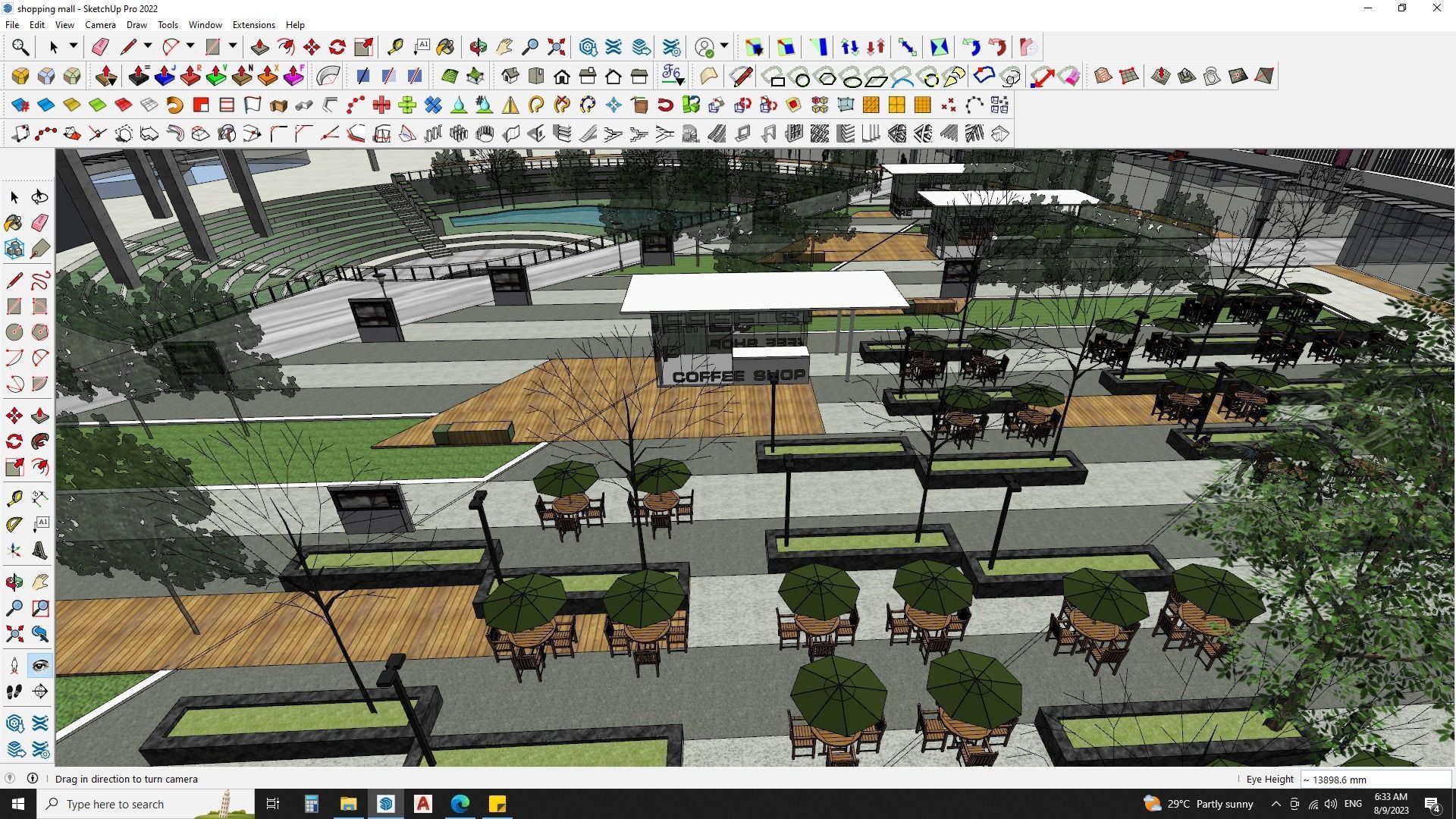 Shopping mall sketchup model with highrise skyscrapper 3D model | CGTrader