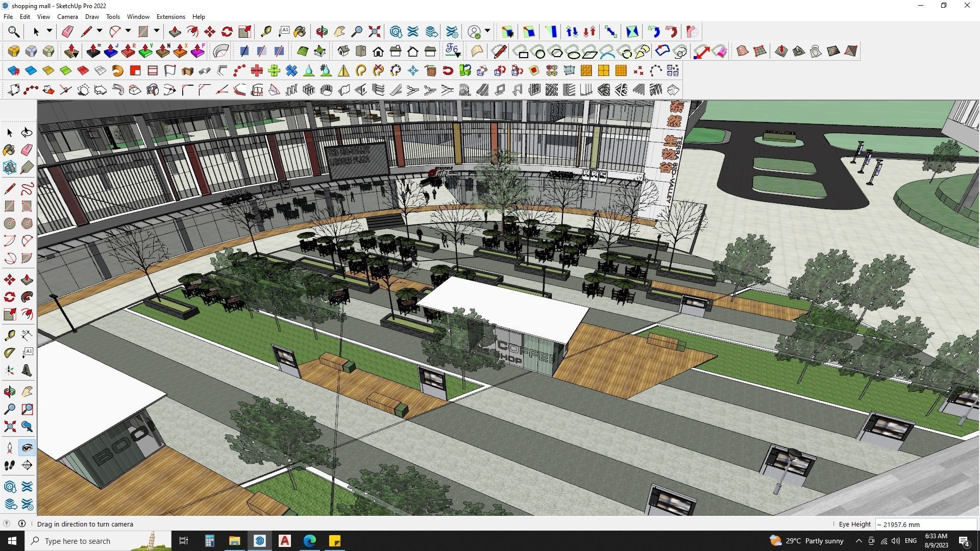 Shopping mall sketchup model with highrise skyscrapper 3D model | CGTrader