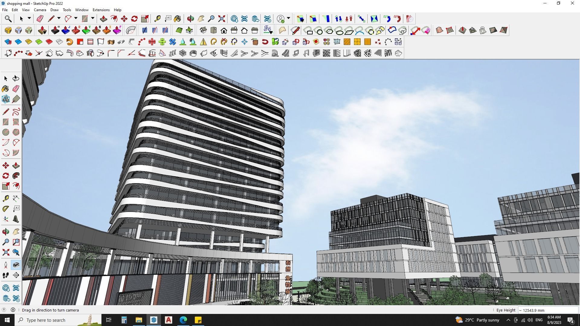 Shopping mall sketchup model with highrise skyscrapper 3D model | CGTrader