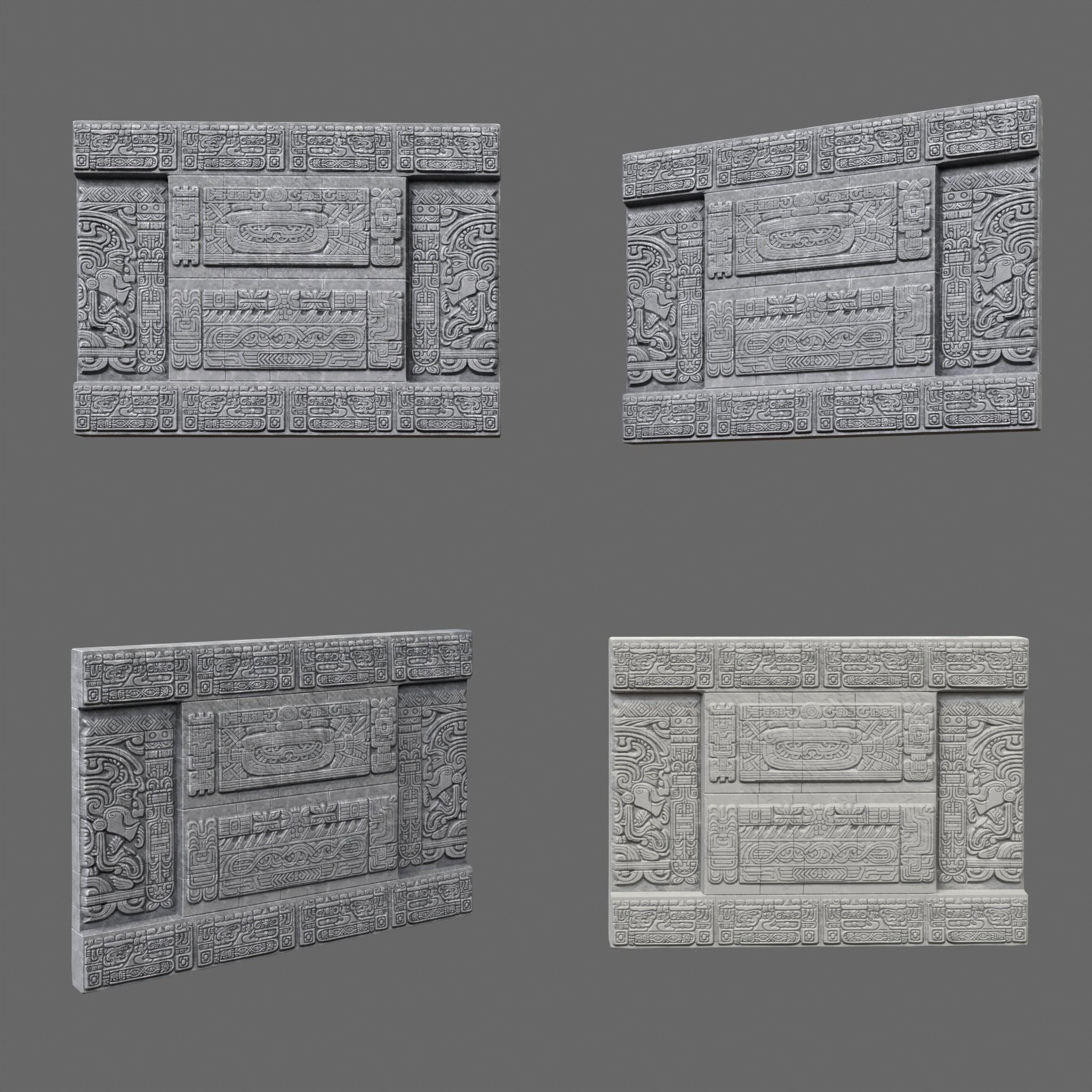 3D model Low poly Gray Mayan Temple Walls 230809 VR / AR / low-poly | CGTrader