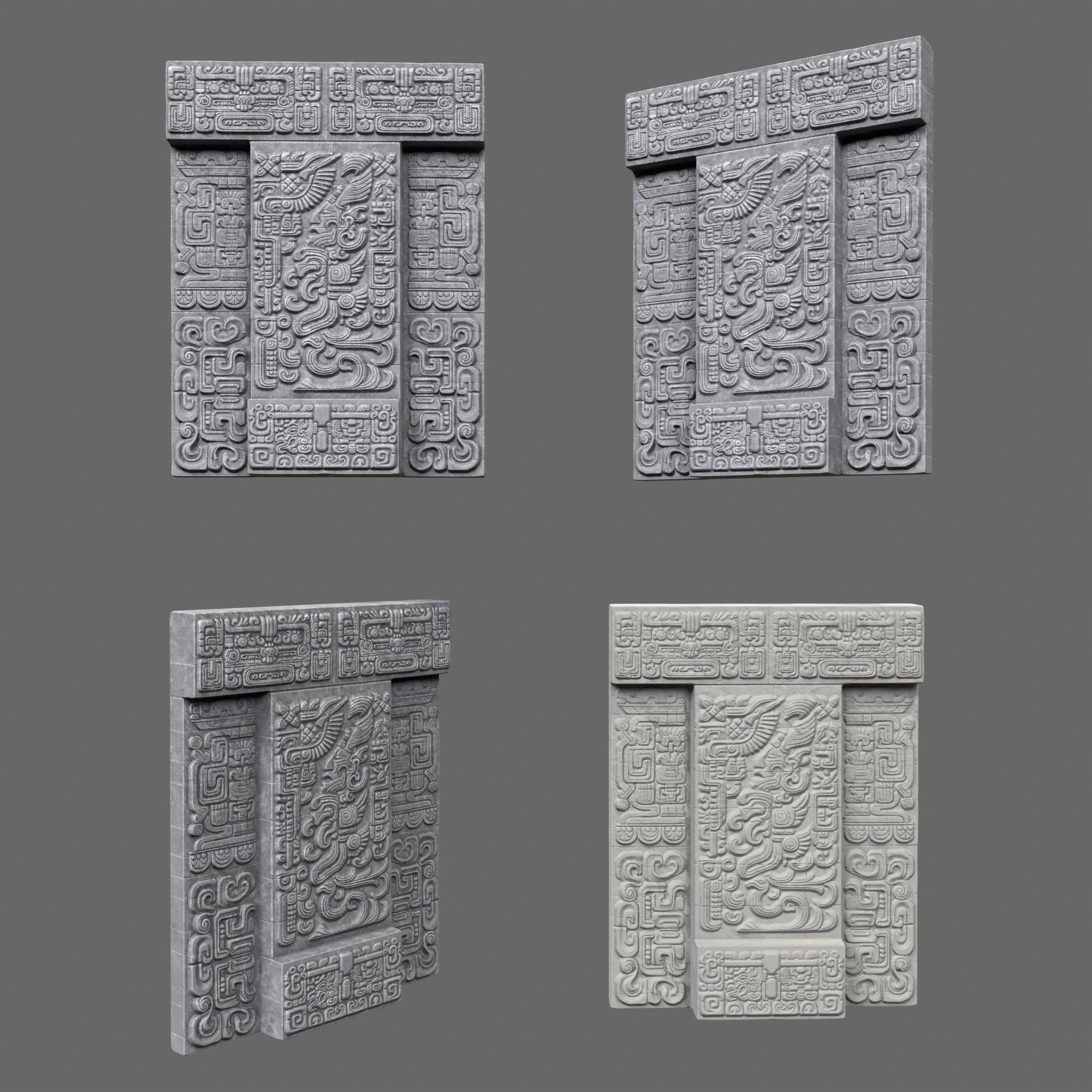3D model Low poly Gray Mayan Temple Walls 230809 VR / AR / low-poly ...