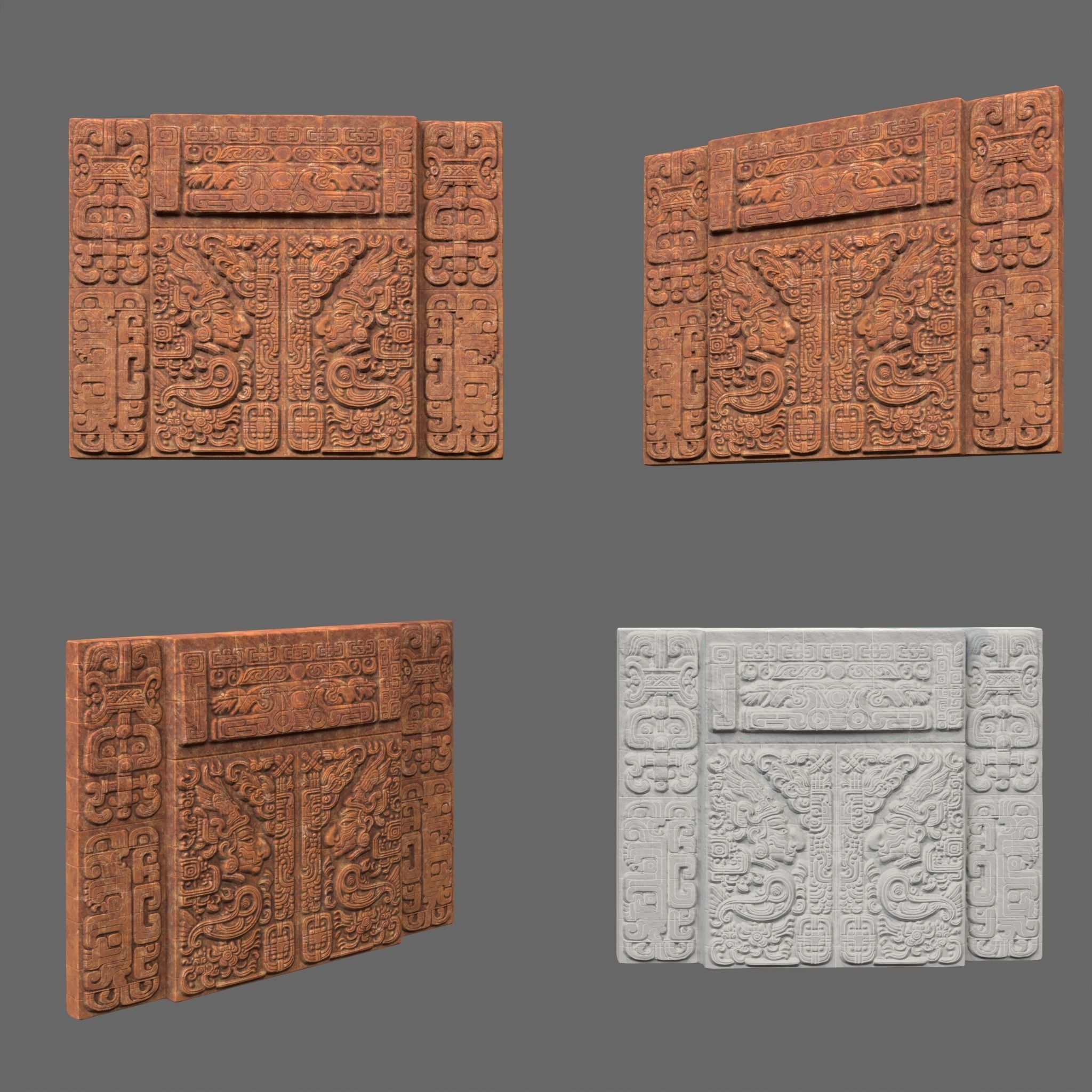 3D model Low poly Yellow Mayan Temple Walls 230809 VR / AR / low-poly ...