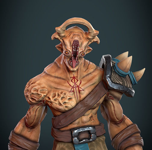 3D model Stylized demon warrior character with animations VR / AR / low ...