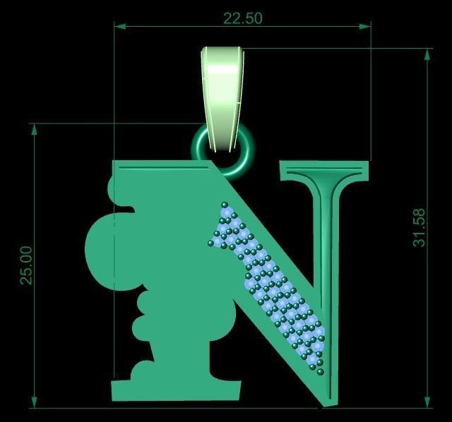 N letter 3D model 3D printable | CGTrader