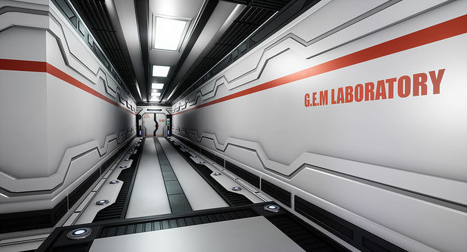 3D model Sci Fi Laboratory Hallway Corridor VR / AR / low-poly | CGTrader