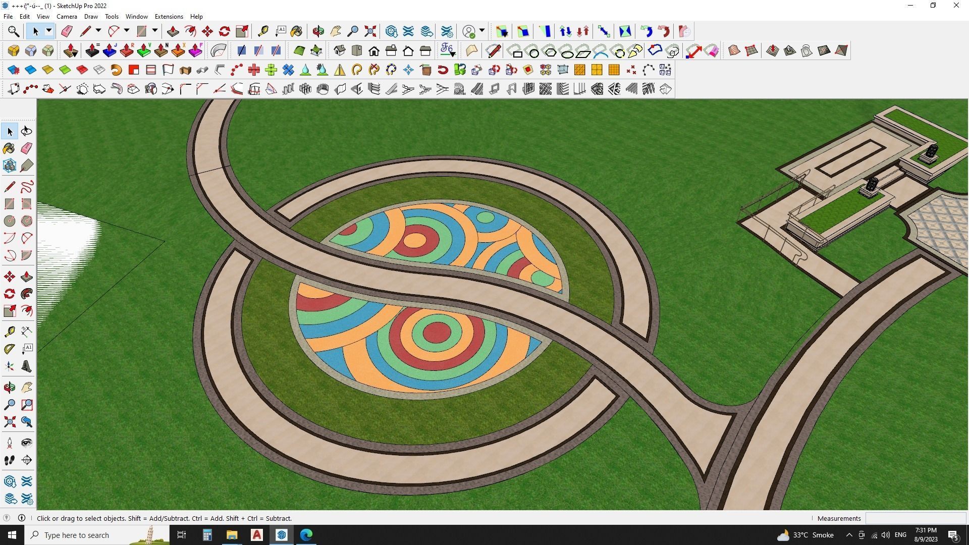 Apartment sketchup model with water fountain and swimming pool 3D model ...