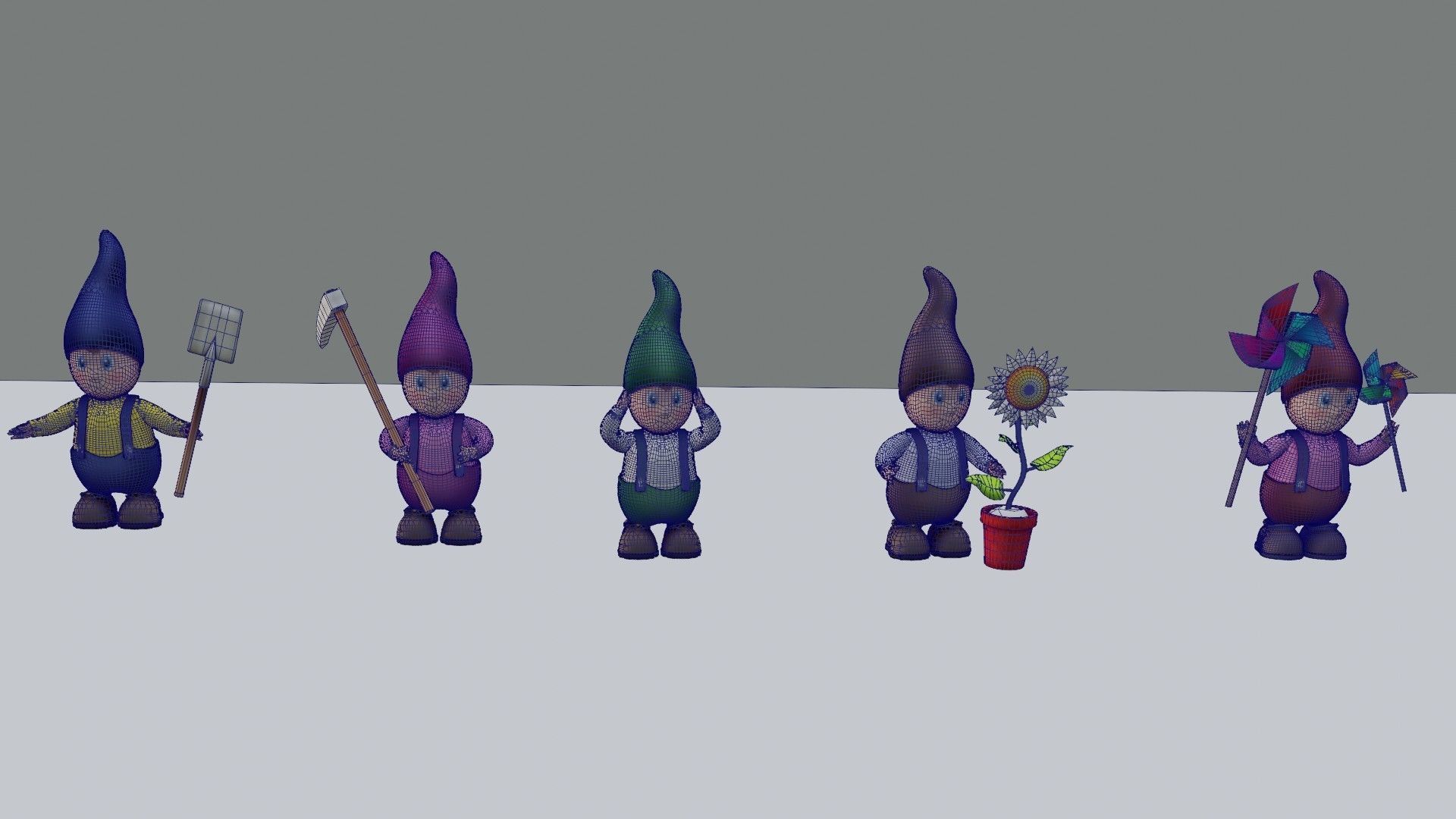 3D five drawfs cartoon 3D model | CGTrader