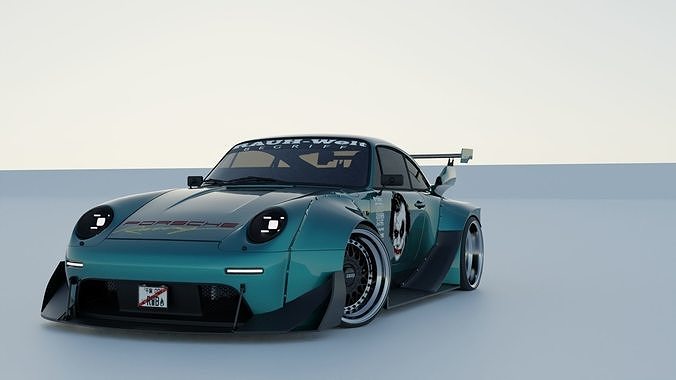 Porsche 911 Turbo 993 RWB Suspensions rigged 3D model animated rigged ...