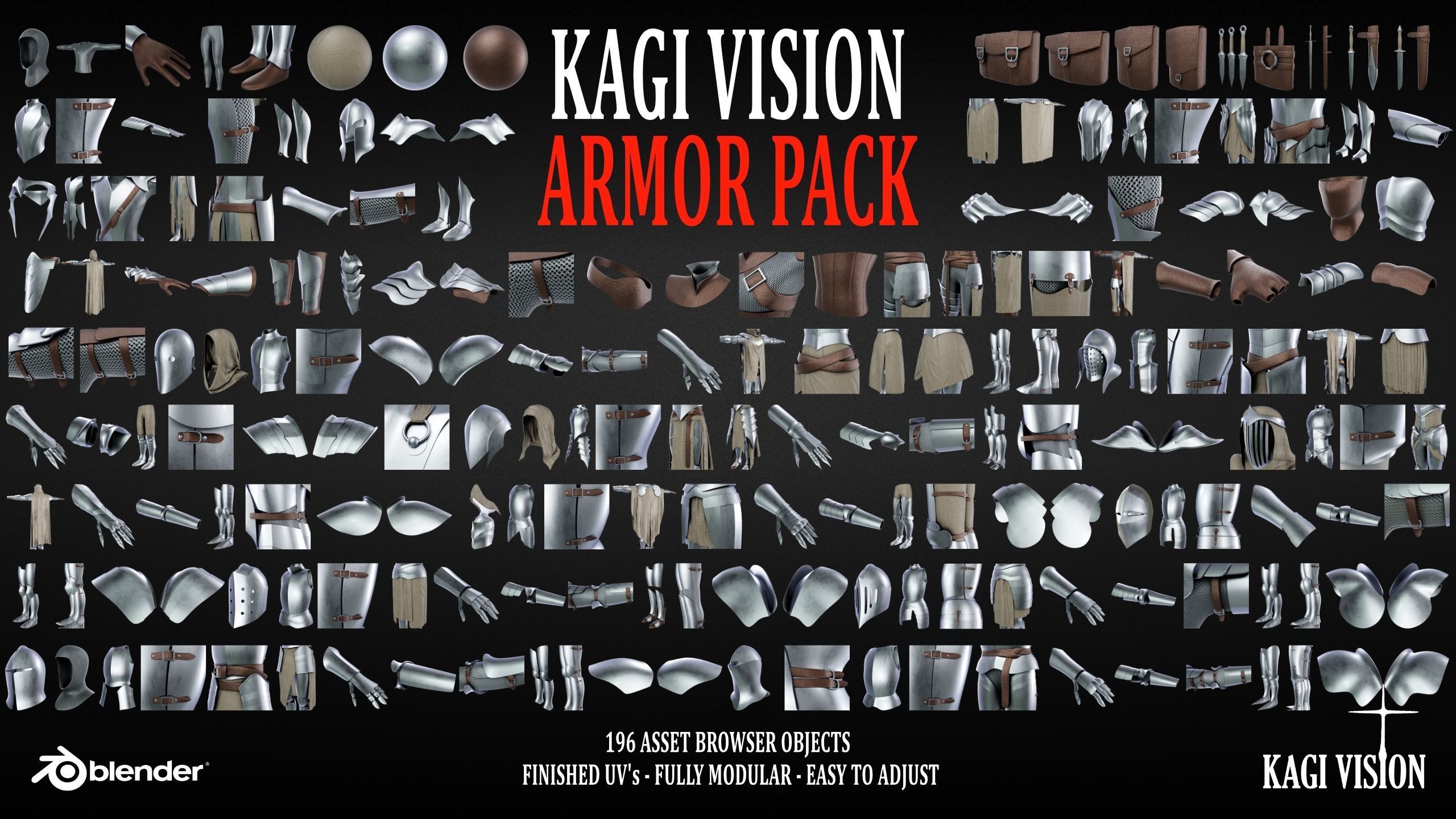 Blender Asset Pack - Kagi Vision Armor Pack 3D model | CGTrader
