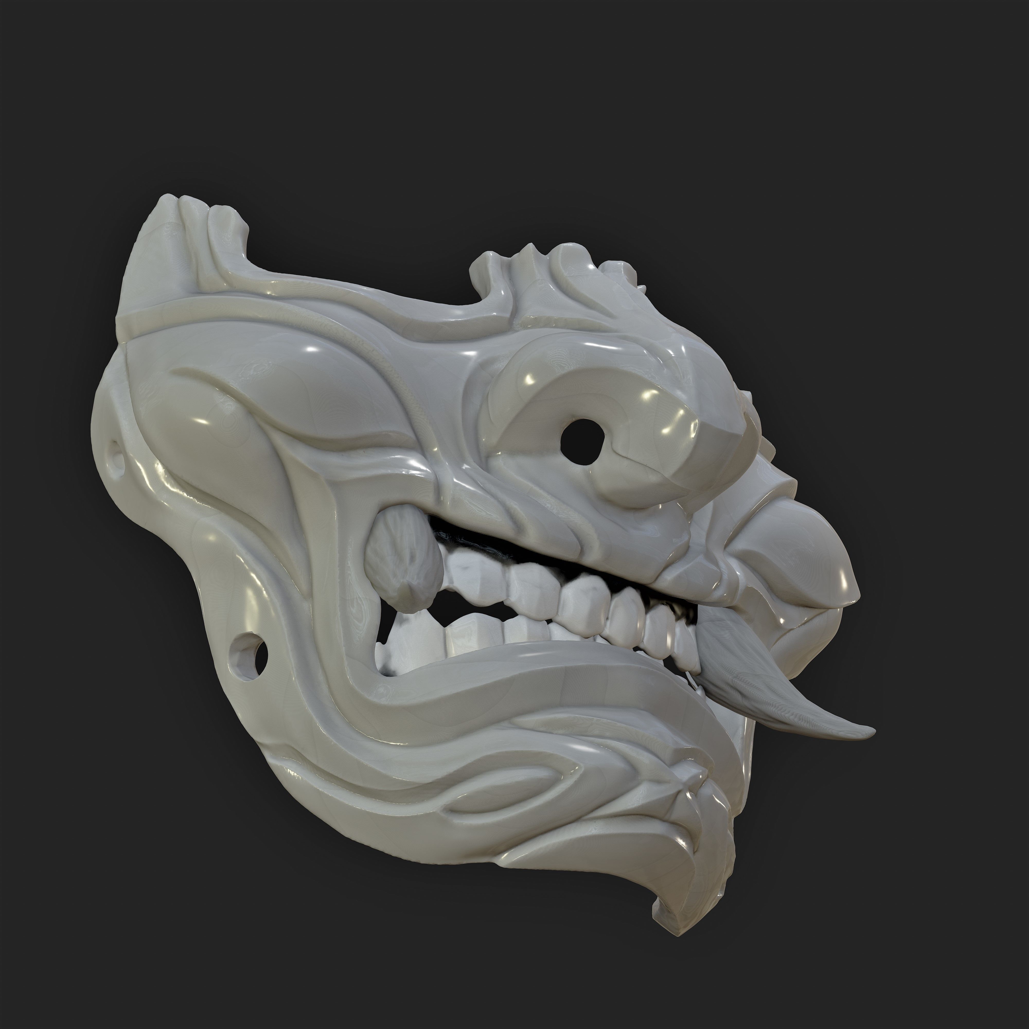 Samurai Oni Mask 04 Half Face 3D model 3D printable | CGTrader