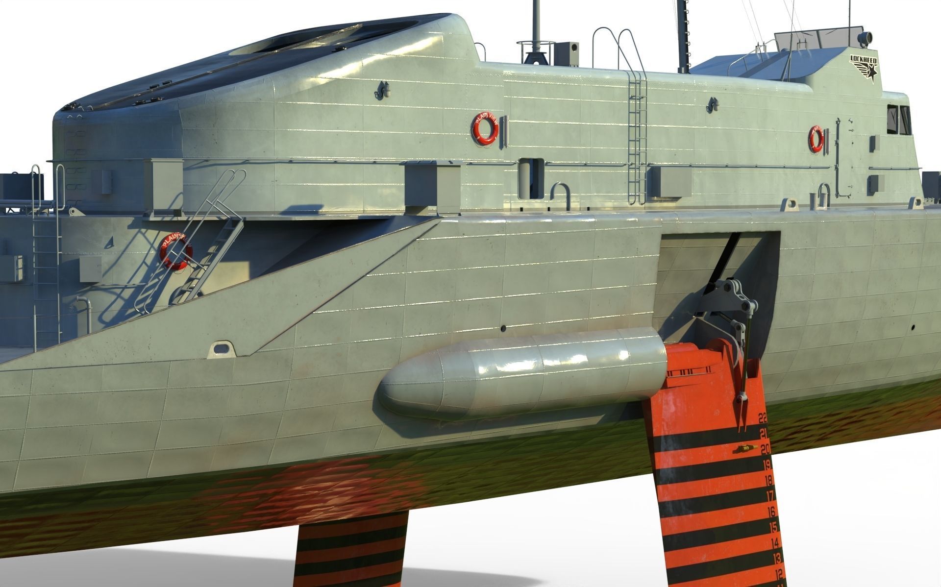 USS Plainview AGEH hydrofoil ship 3D model | CGTrader