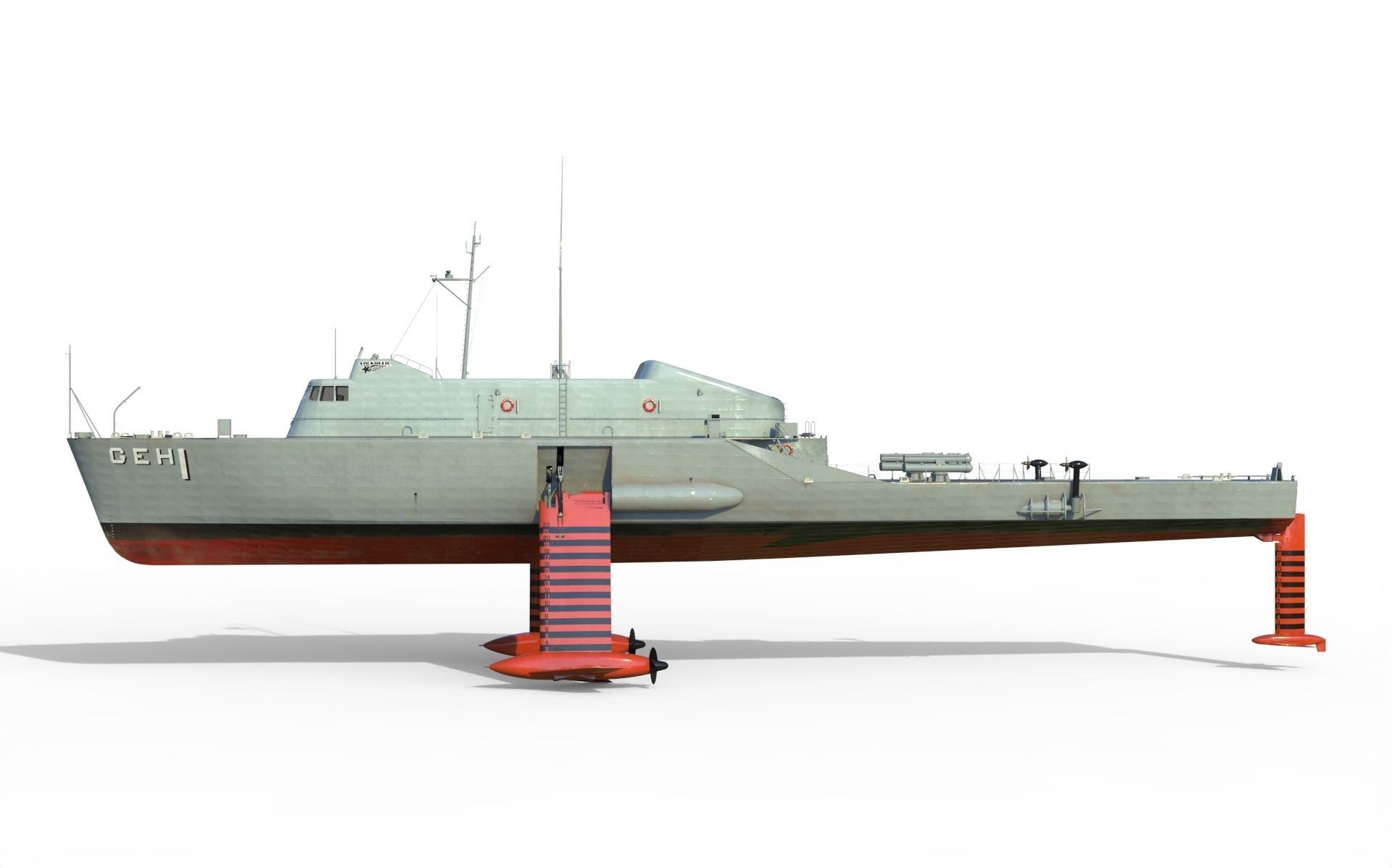 USS Plainview AGEH hydrofoil ship 3D model | CGTrader
