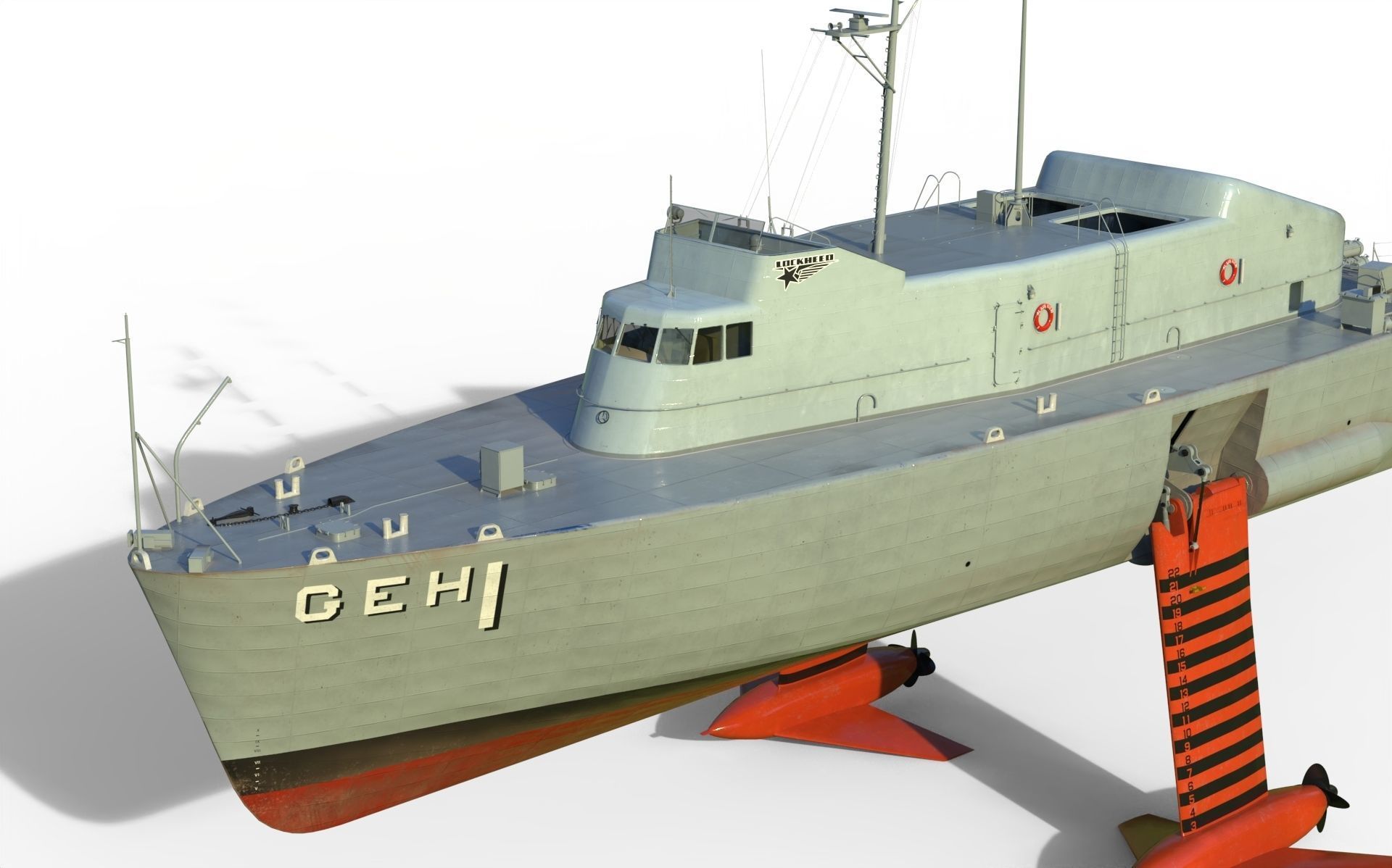 USS Plainview AGEH hydrofoil ship 3D model | CGTrader