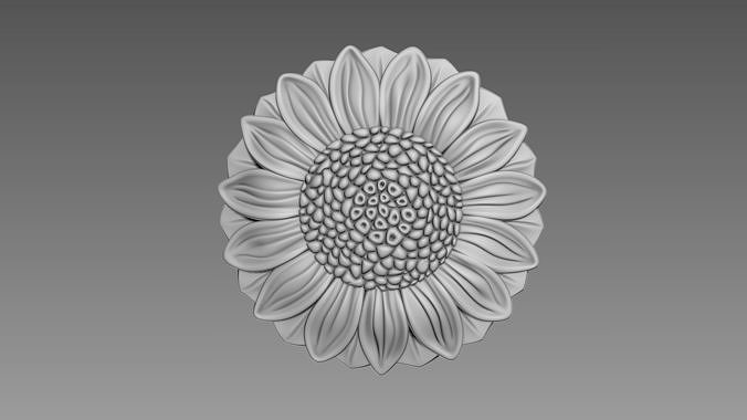 Sunflower Bas-relief 3D model | CGTrader