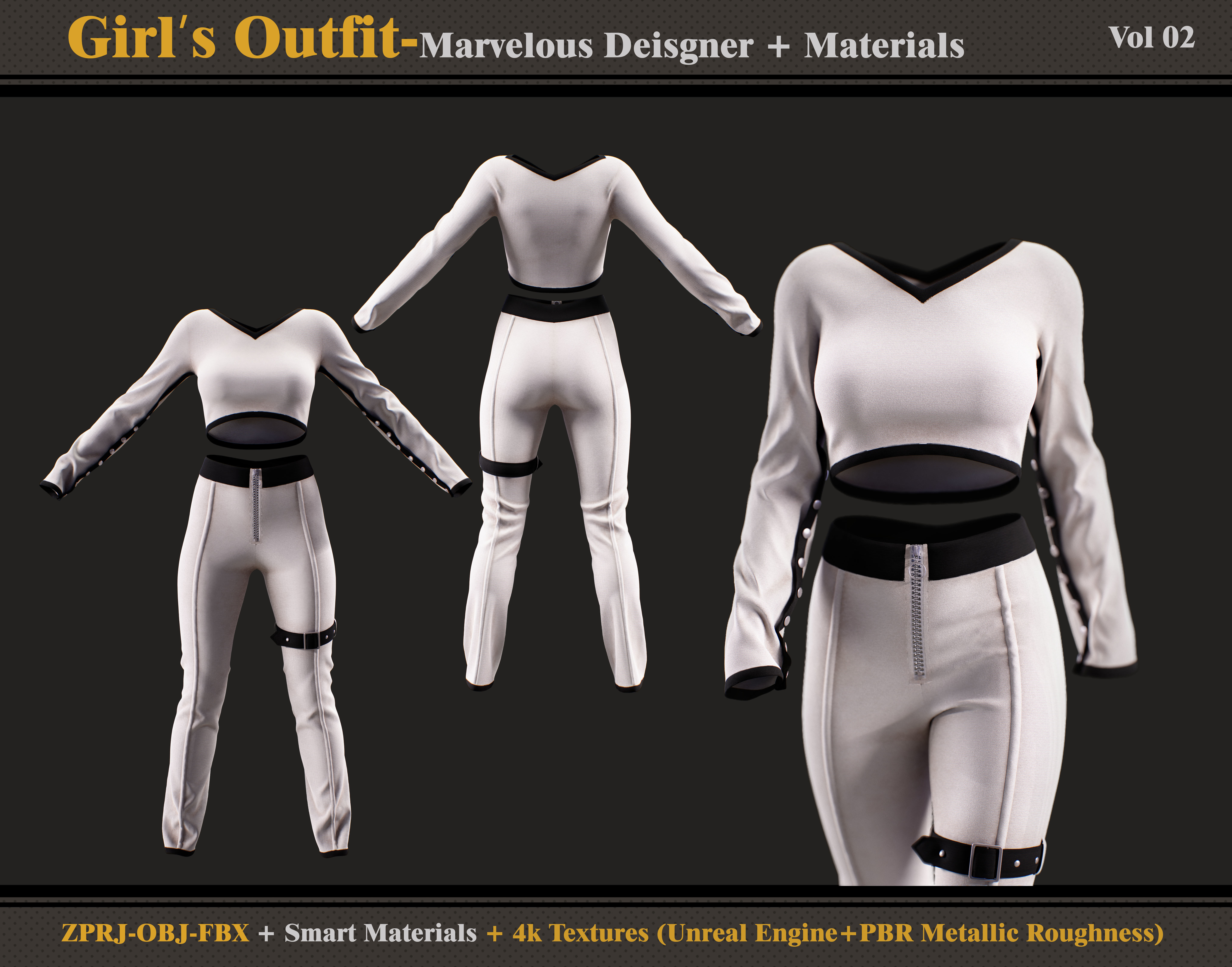 Girls Outfit 02-zprj-fbx-obj-materials 3D model | CGTrader