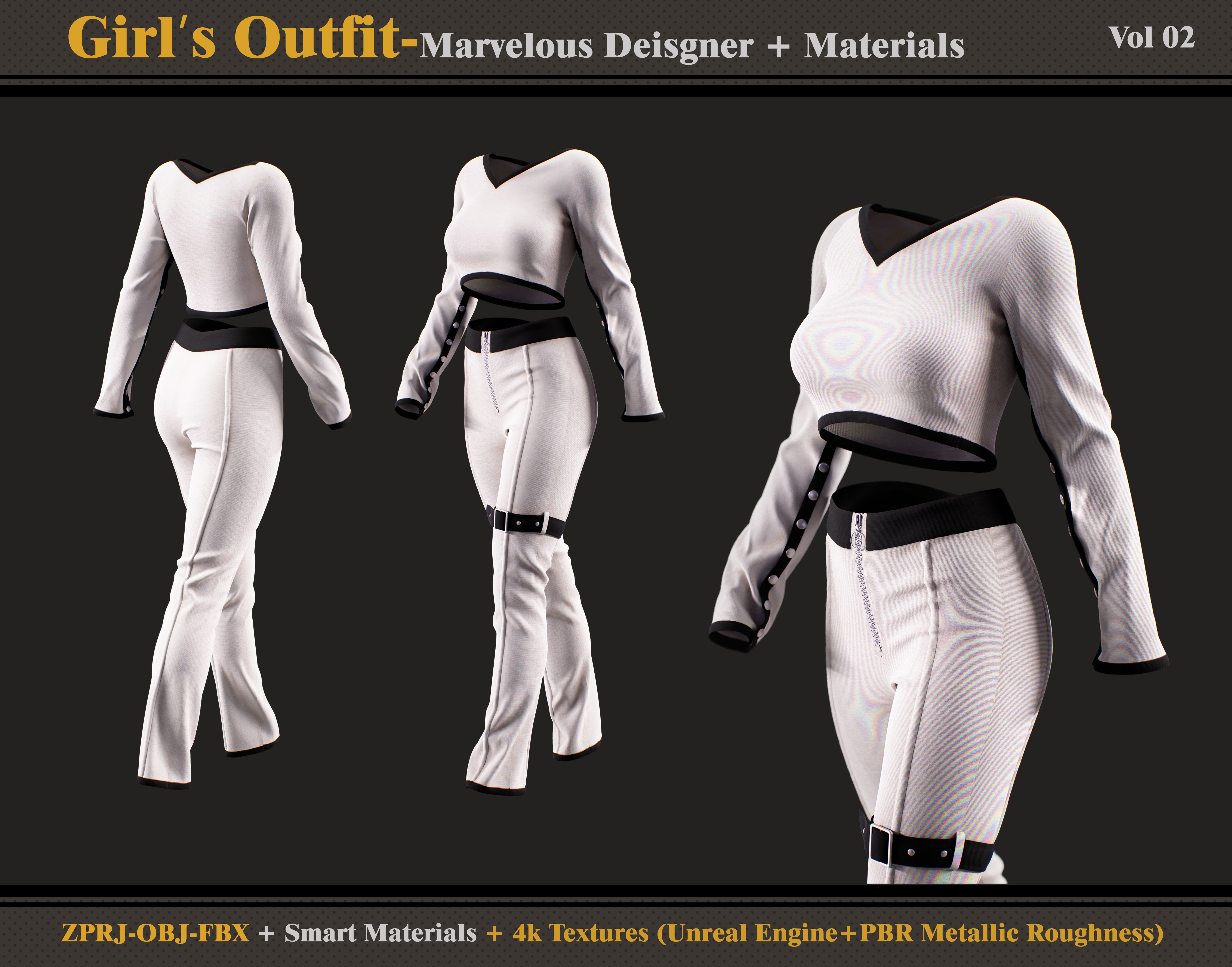 Girls Outfit 02-zprj-fbx-obj-materials 3D model | CGTrader