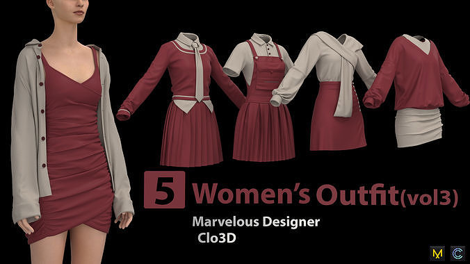 5 Womens Outfit-vol3 3D model | CGTrader