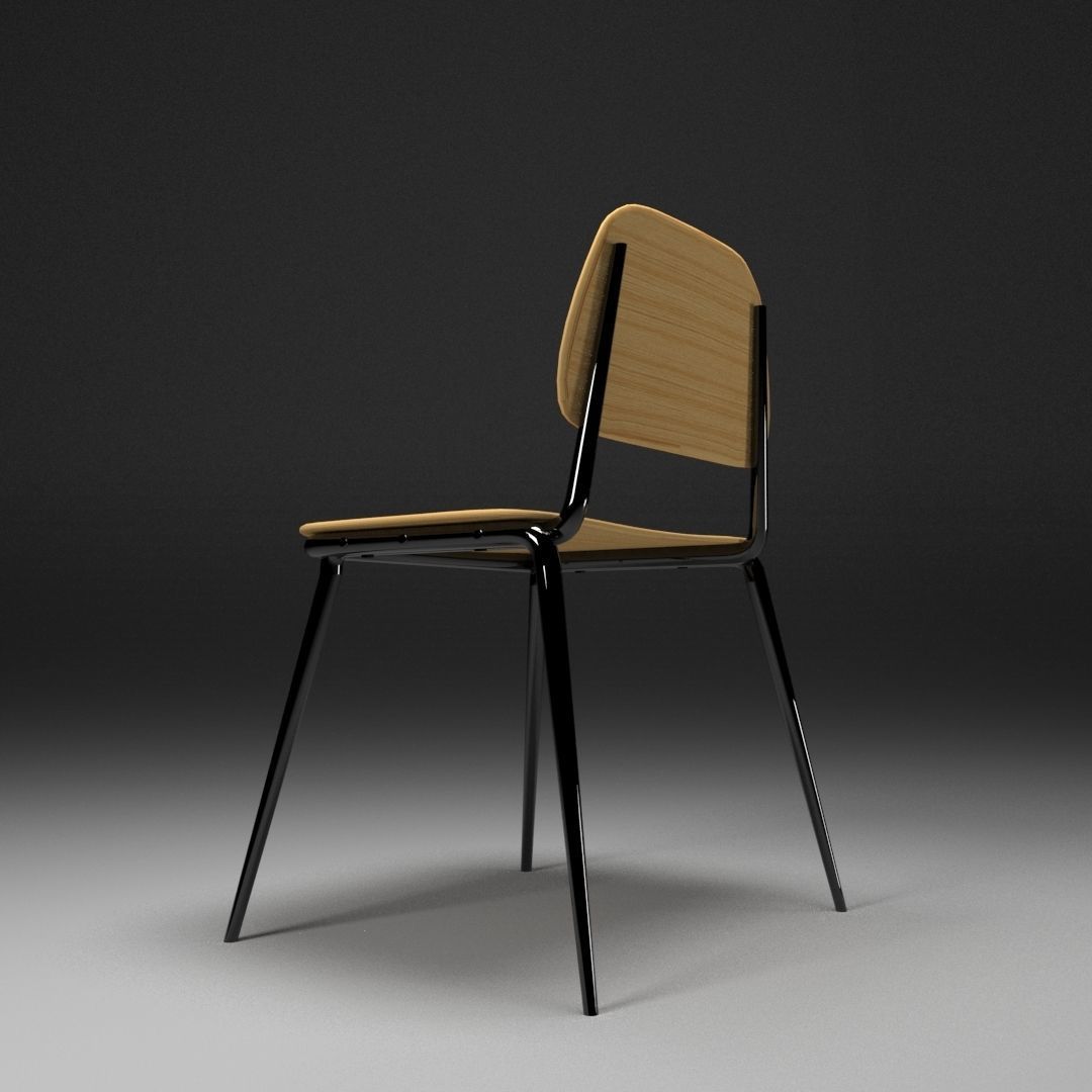 wooden simple chair 3D model rigged | CGTrader
