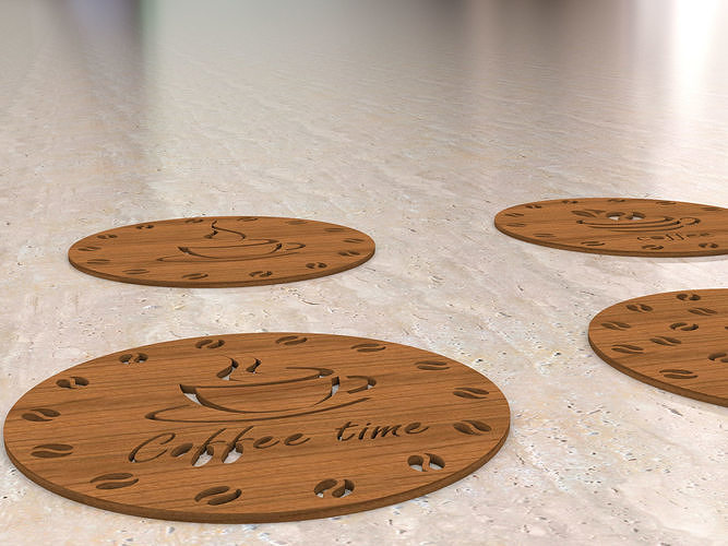Wooden Coffee Coasters 3D model | CGTrader