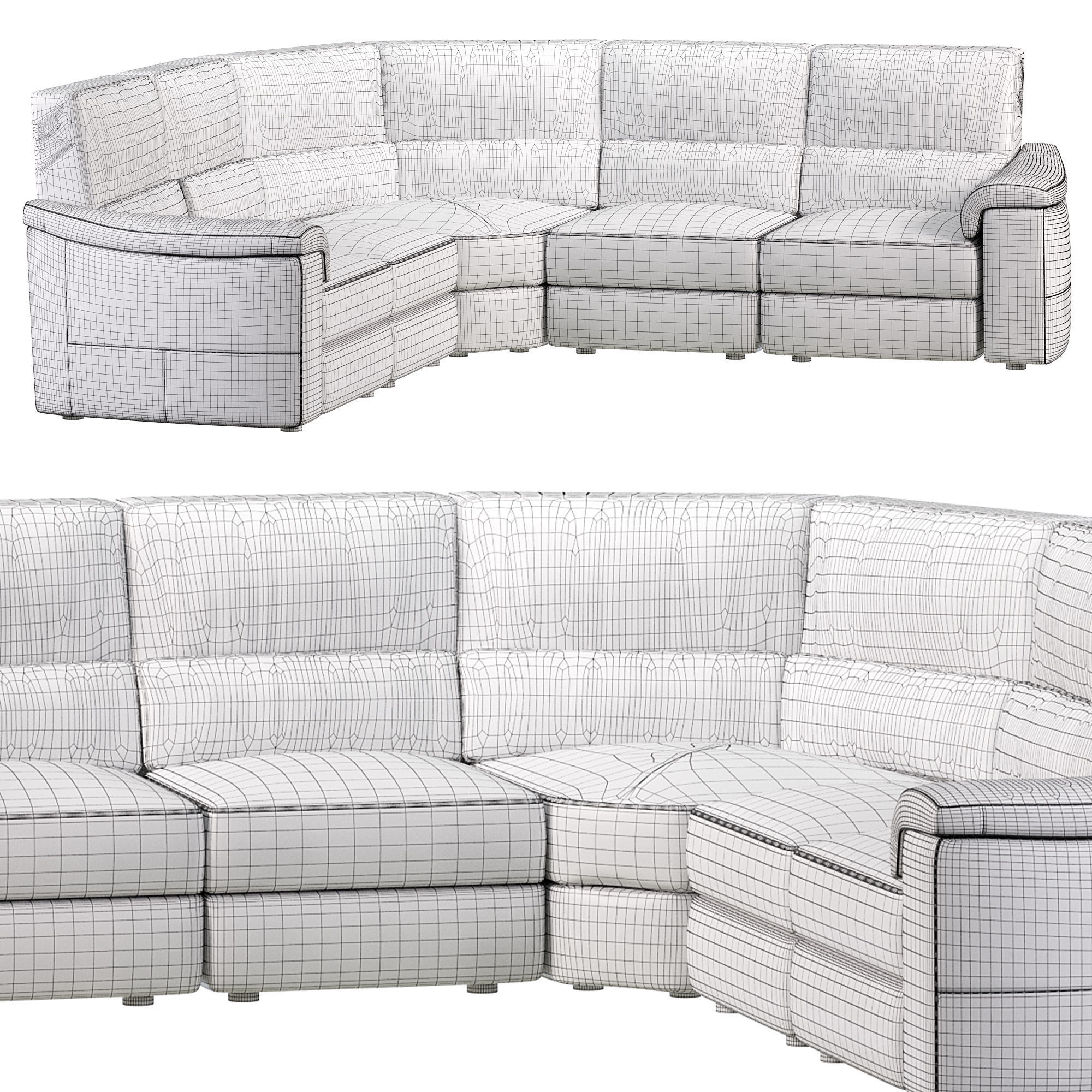 Rock moduler three seater sofa leather dove by Natuzzi 3D model | CGTrader