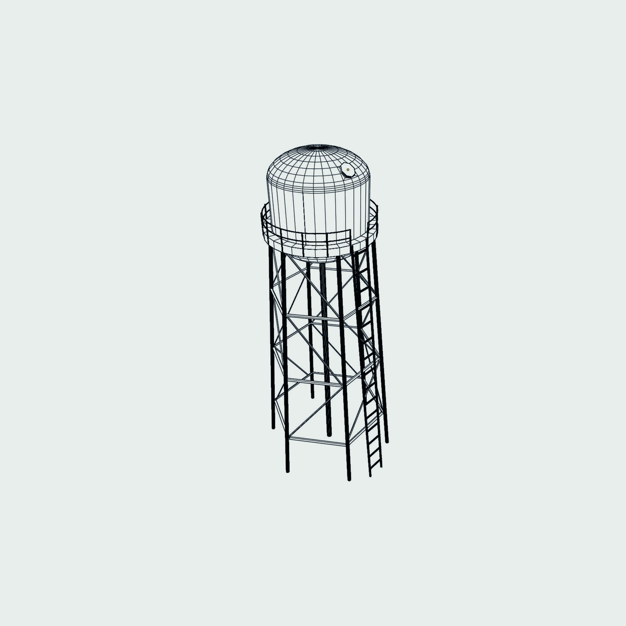 3D model Round Overhead Tank - Cylindrical VR / AR / low-poly | CGTrader