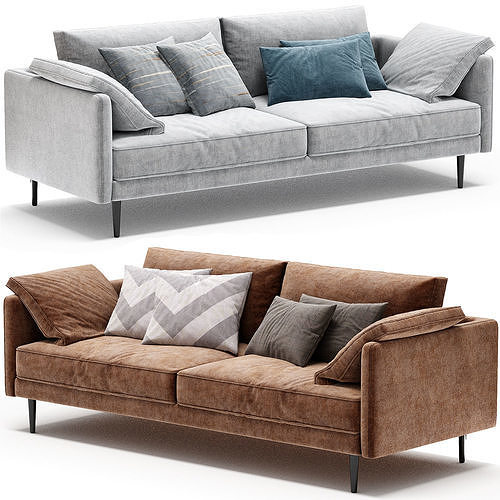 83 Inch Sofa Light Grey Conetemparary 3D model | CGTrader