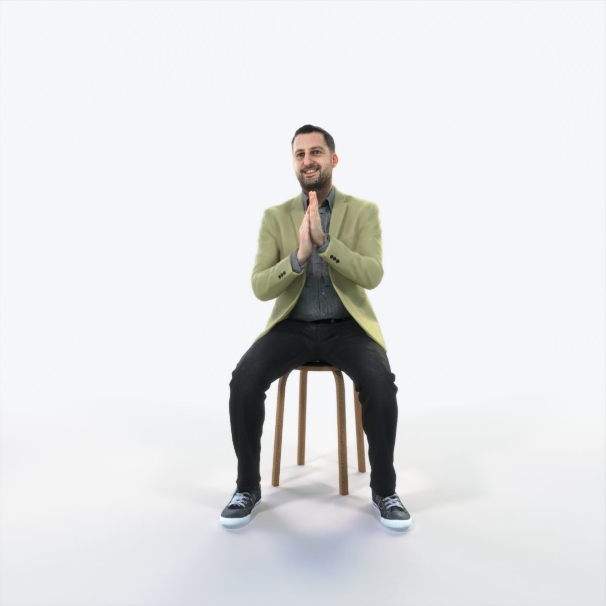 3D model Portrait 08I Clapping Sitting Casual Man VR / AR / low-poly ...