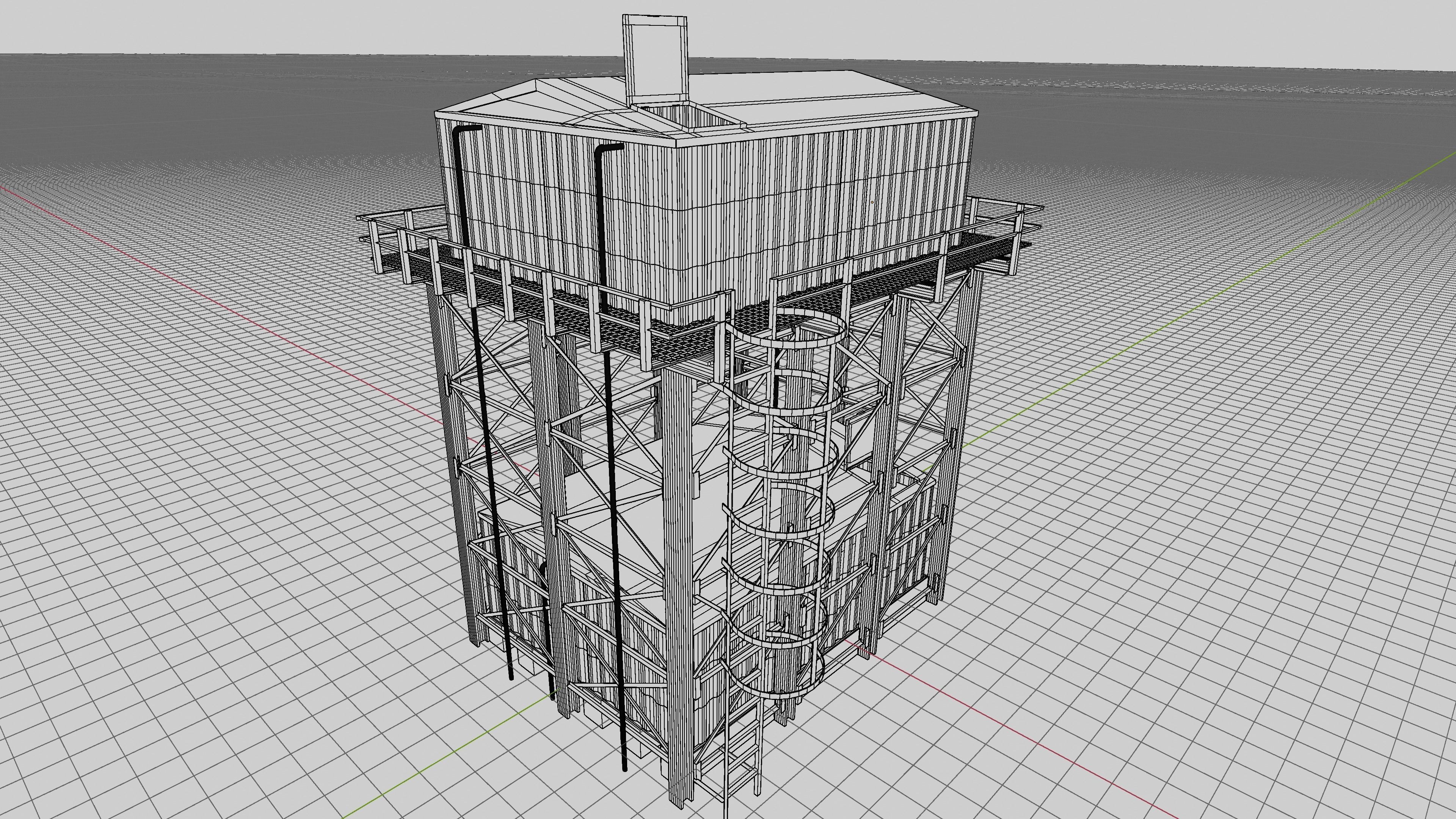 Overhead Steel Reservoir Steel Tank - Double Tanks 3D model | CGTrader
