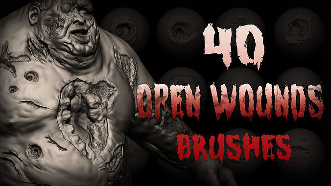 Zbrush and Blender - 40 Open Wounds VDM Brush Texture | CGTrader