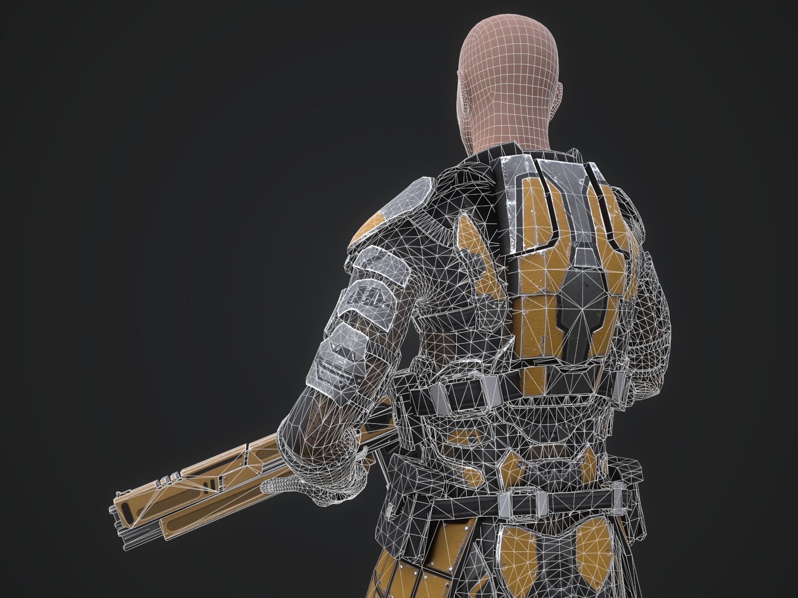 3D model Sci-fi armored human warrior gameready character model VR / AR ...