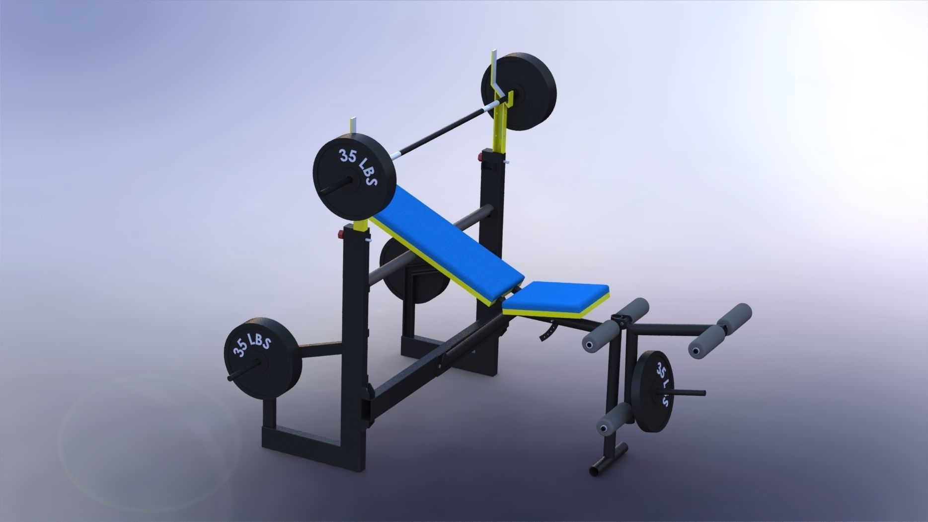 Bench press bank with multiple configurations free 3D model | CGTrader