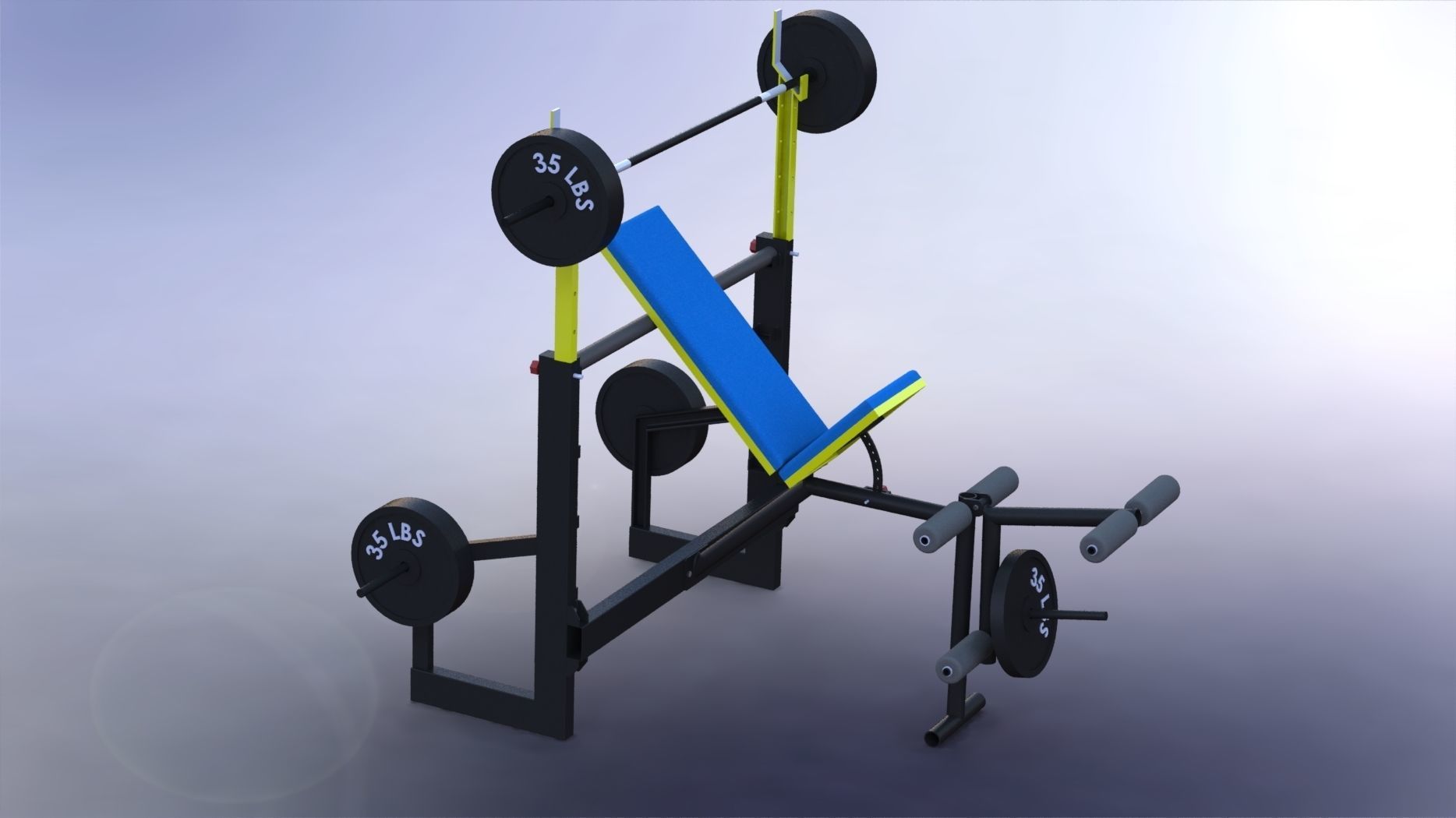 Bench press bank with multiple configurations free 3D model | CGTrader