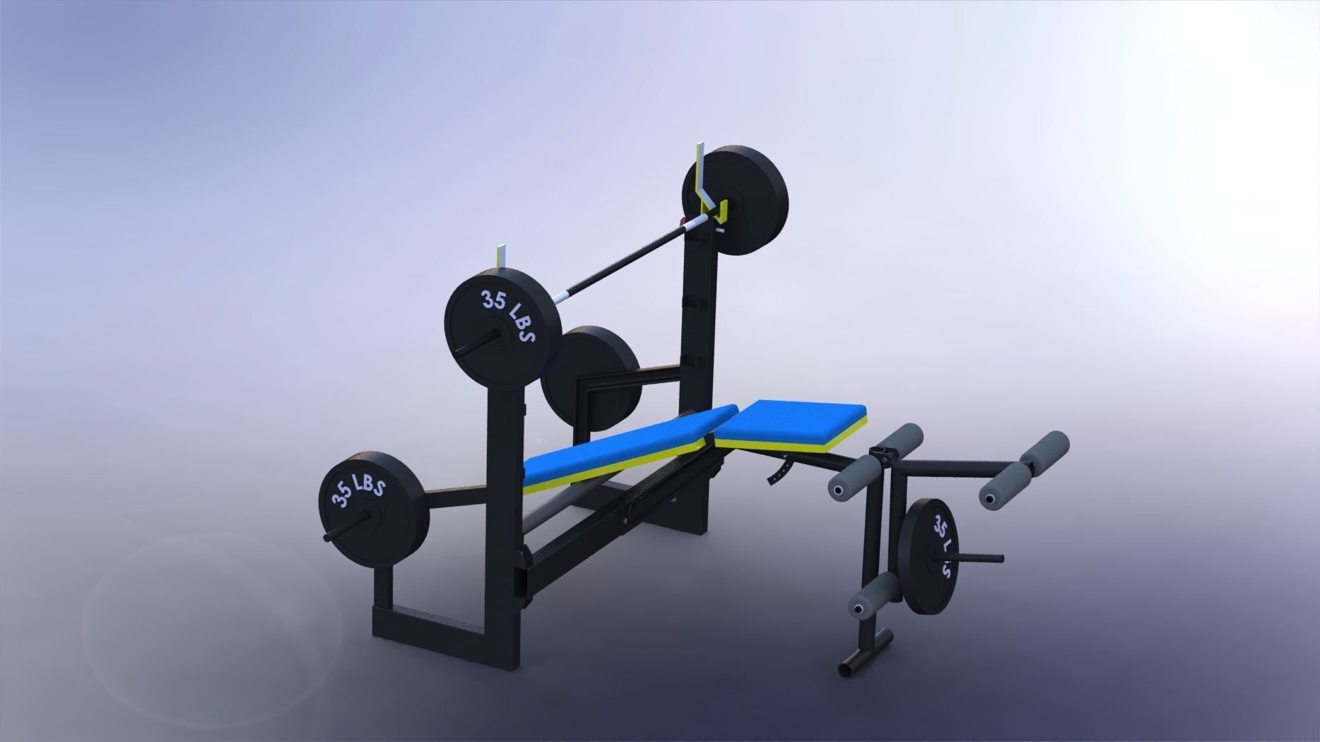 Bench press bank with multiple configurations free 3D model | CGTrader