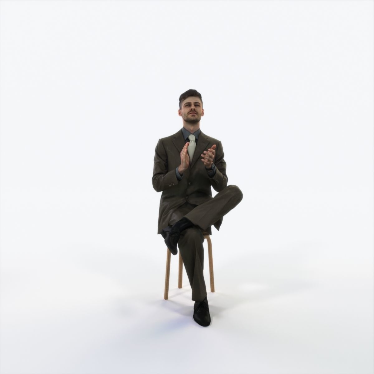 3D model Posture 19L Clapping Sitting Elegant BusinessMan VR / AR / low ...