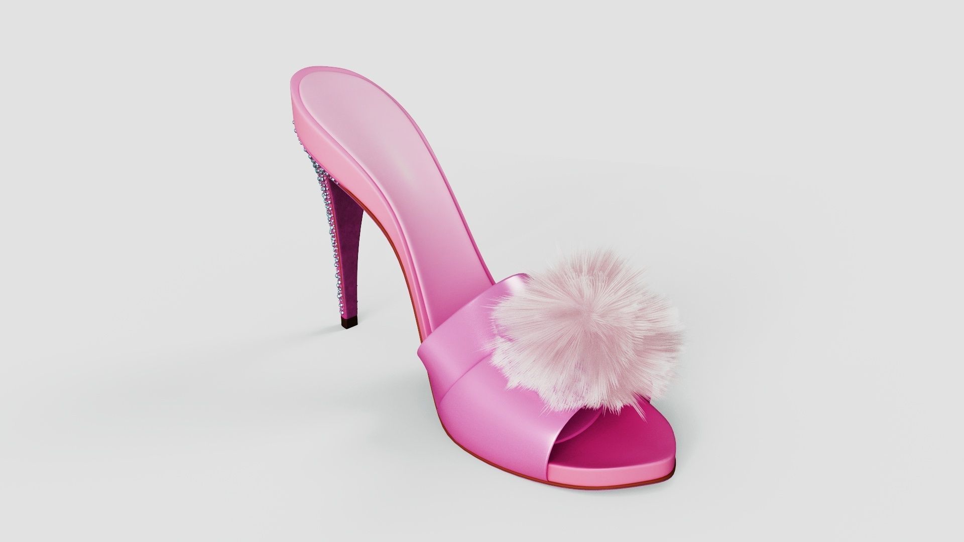 3D model Barbies Classic Stiletto Mule Heels - Fluffy Mules VR / AR ...