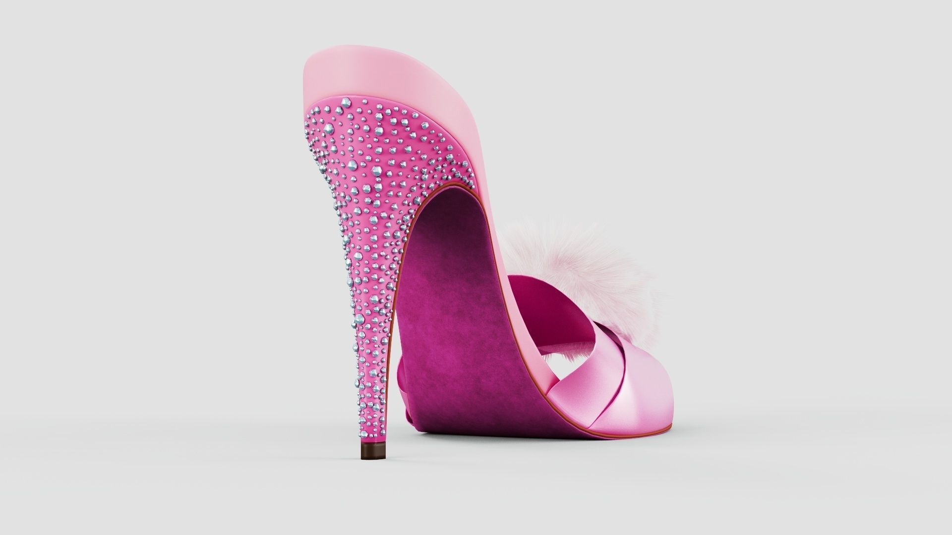 3D model Barbies Classic Stiletto Mule Heels - Fluffy Mules VR / AR ...
