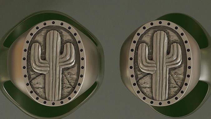 Cactus Signet Ring 3D model 3D printable | CGTrader
