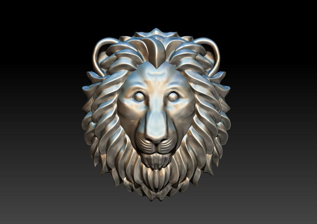 Lion head relief figure 3D printing STL lion head sculpture 3D model 3D ...