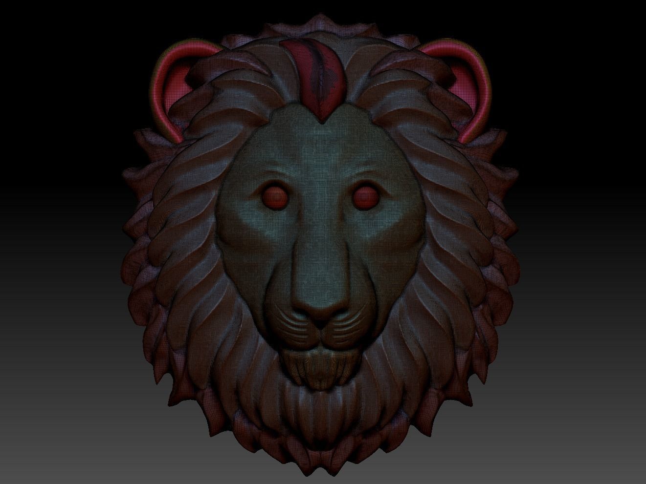 Lion head relief figure 3D printing STL lion head sculpture 3D model 3D ...