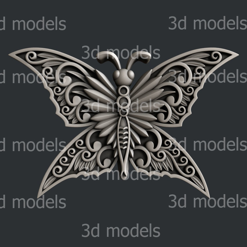 3d STL models for CNC router or 3d printer set butterfly P443 3D model ...