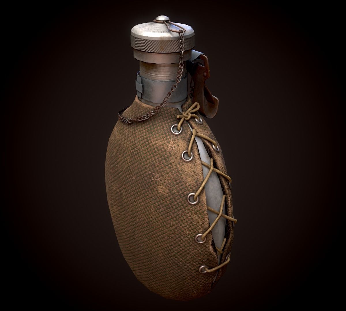 3D model Vintage Military Water Flask - Low poly Game-ready PBR 3D ...