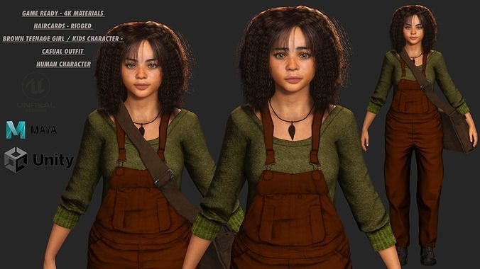 3D model AAA 3D REALISTIC HUMAN CHARACTER - AFRICAN BLACK TEENAGE GIRL ...