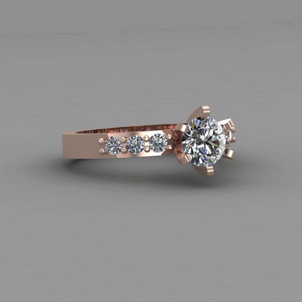 Rose Gold Women Diamond Ring 3D print model 3D model 3D printable ...