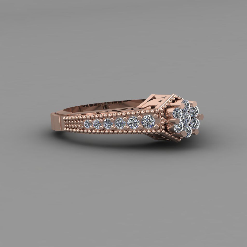 Rose Gold Women Diamond Ring 3D print model 3D model 3D printable ...