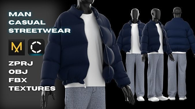 Man Casual Streetwear Modeling in in Clo3D - Marvelous Designer 3D ...