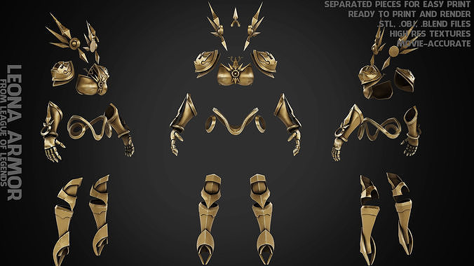 League of Legends Leona Armor for Cosplay 3D model 3D printable | CGTrader