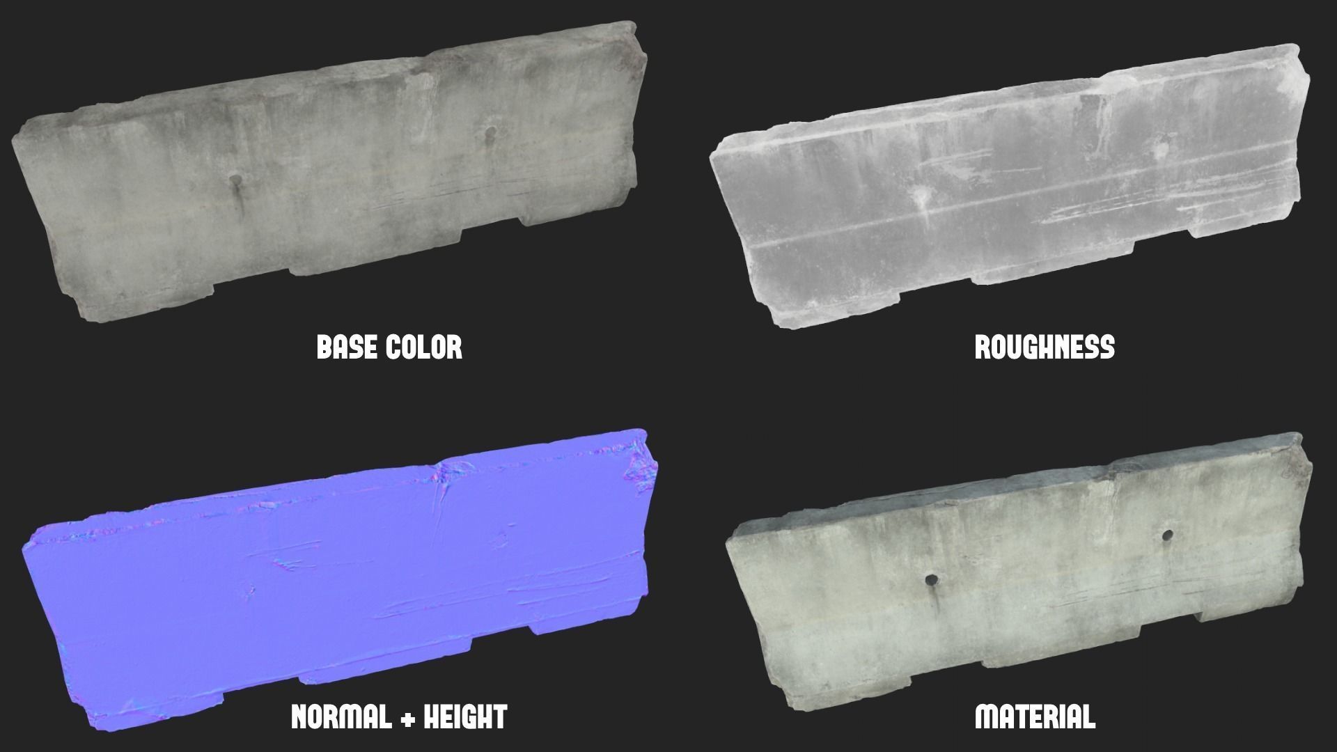 Concrete Barrier - Game Asset Ready for UE5 free VR / AR / low-poly 3D ...